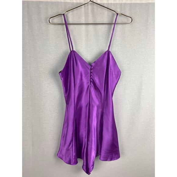 Vintage Pants And Jumpsuits Vintage Kathryn Lingerie Romper Purple Satin Button Sexy Pin Up